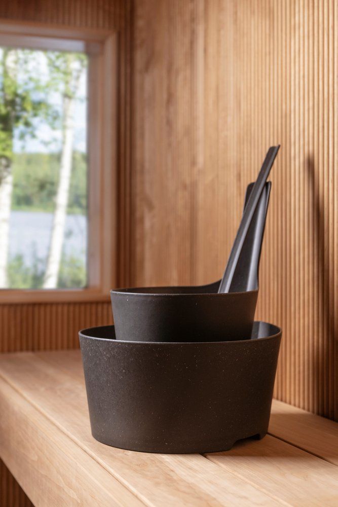 Rento Pisara Sauna Pail biocomposite, peat/black | Sauna-store.com