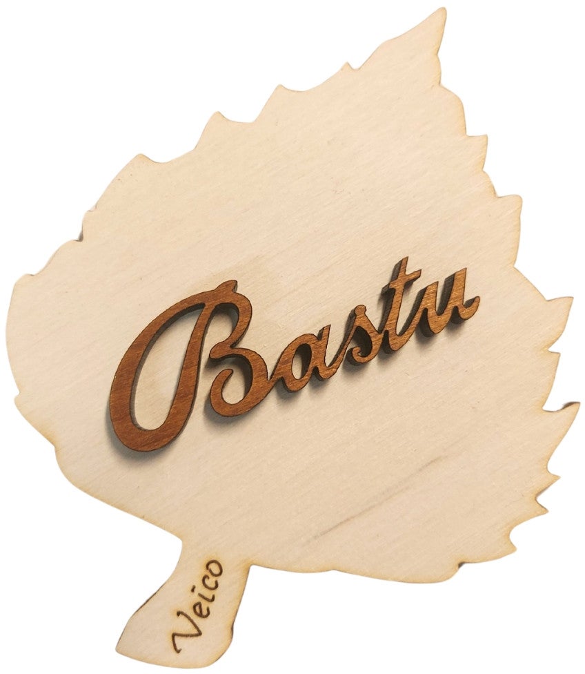 Veico Birch Leaf Bastu Sign, white | Sauna-store.com
